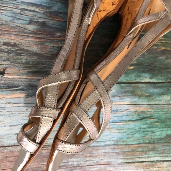 Claudia Ciuti | Shoes | Claudia Couture Silver And Cork Wedged Sandal ...